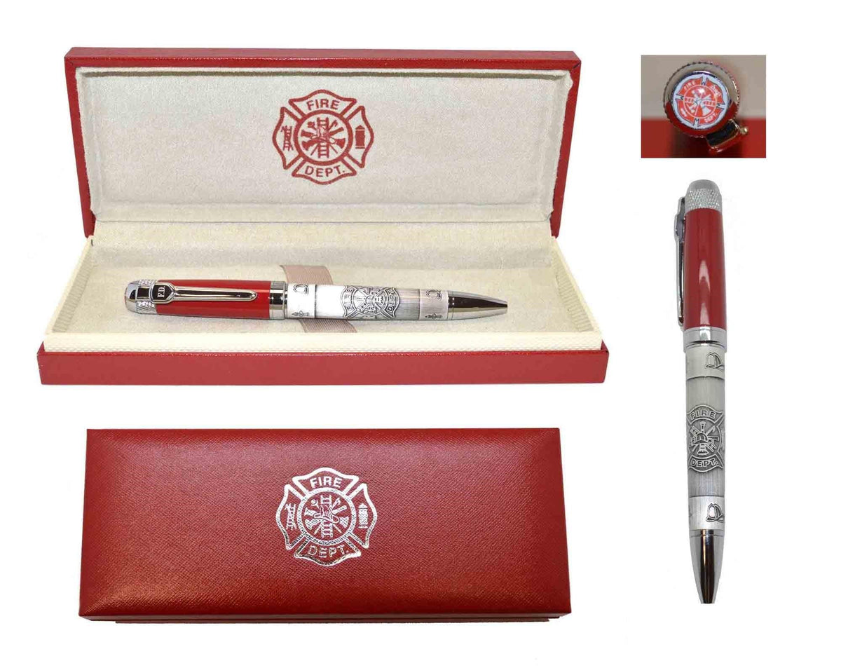 Fire Dept Firefighter Heavy Weight Metal Masonic Ball Point Pen Set Red ...