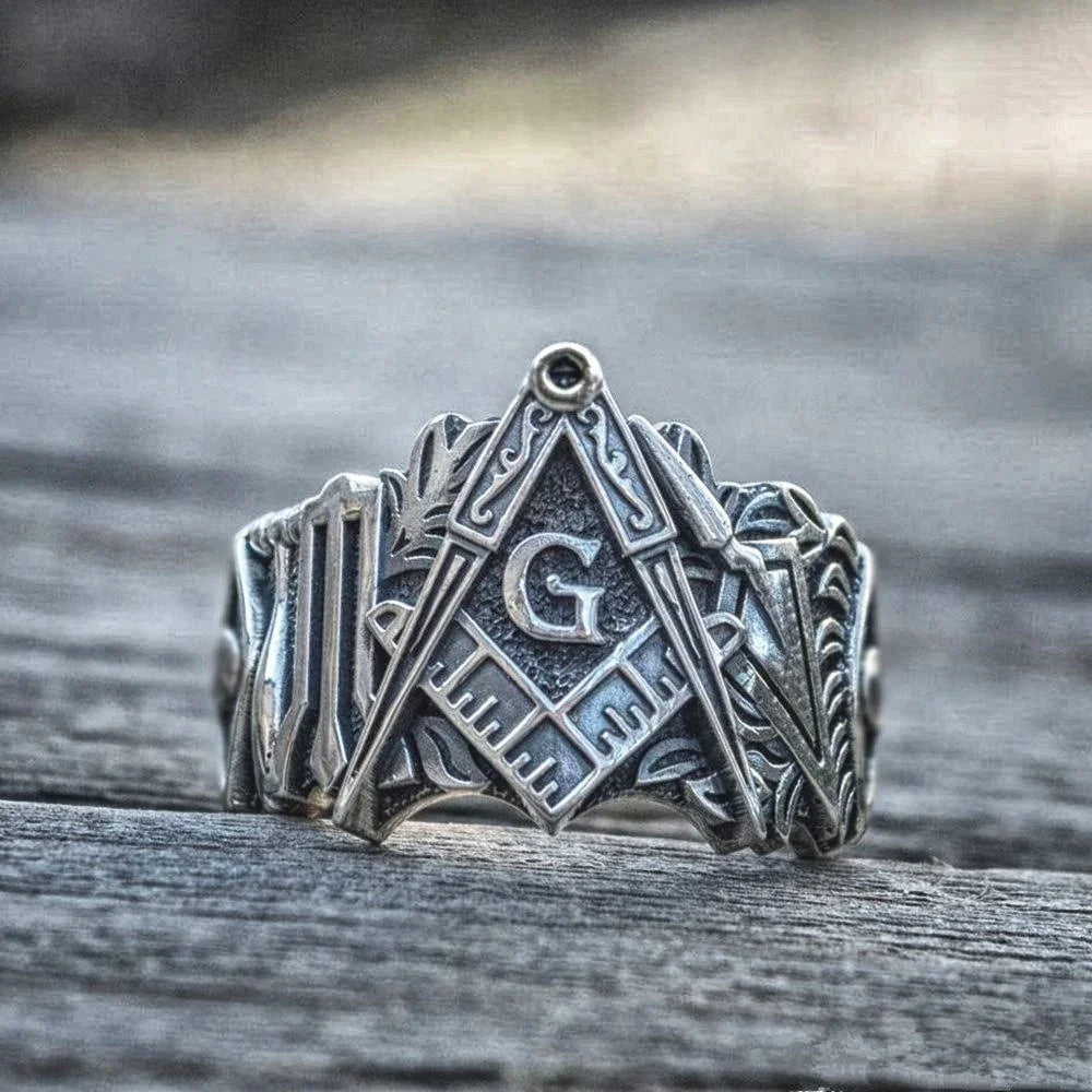 Men'S Retro Ring Alloy Ring Masonic Symbol Ring Masonic Knight Templar ...