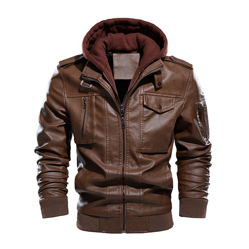 Men's Washed PU Leather Casual Men's Leather Jacket-Leather jacket for ...