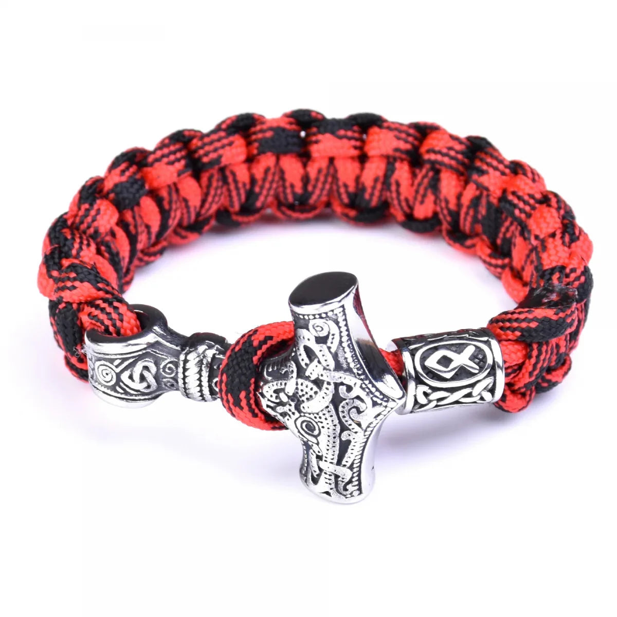 Genuine Braided Viking Bracelets for Men.Vintage Thor's Hammer/Skull/M ...