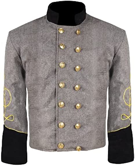 Civil War CS Officer's Grey with Black 1 Braid Double Breast Shell ...