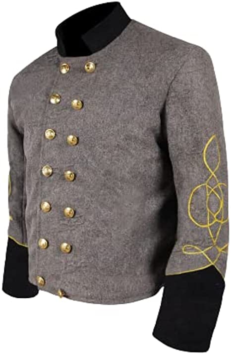 Civil War CS Officer's Grey with Black 4 Braid Double Breast Shell ...