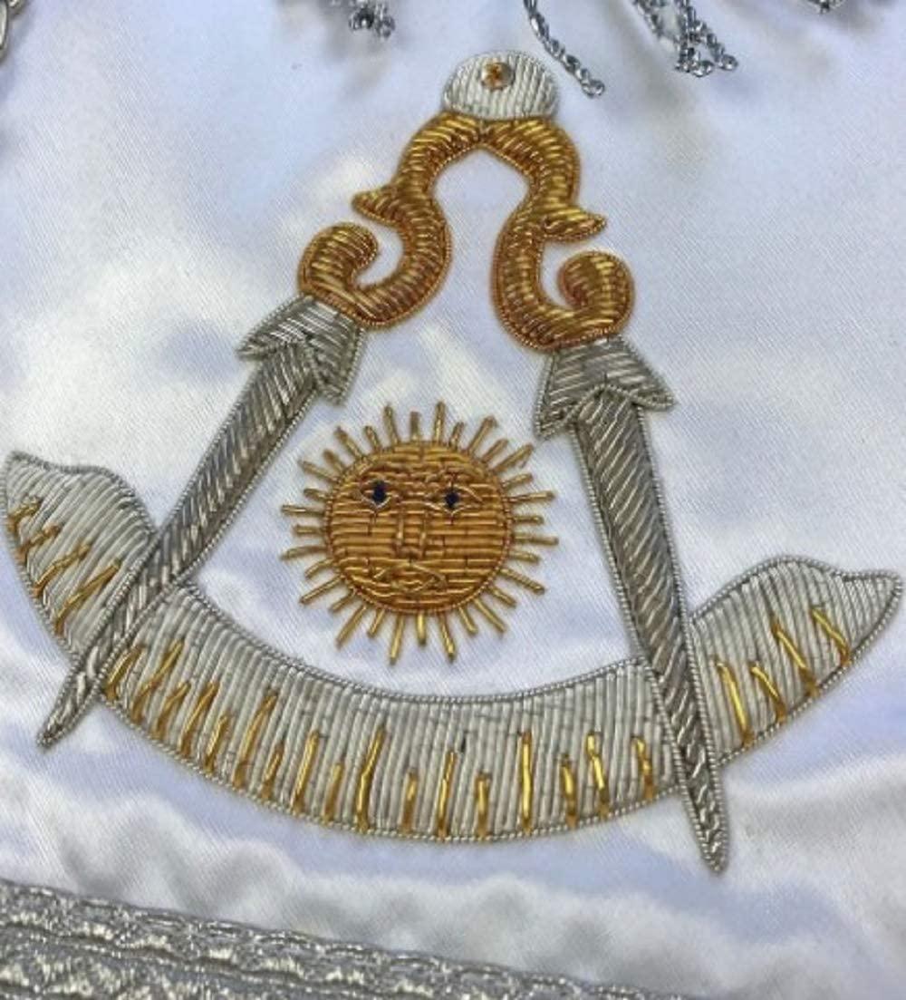 Past Master Masonic Apron – Gold & Silver Hand Embroidery – Regalia Lodge