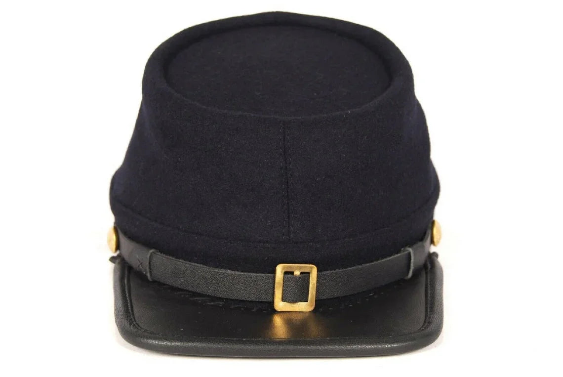 Civil War Union Army Leather Peak Kepi, Complete Navy Blue Kepi Hat ...