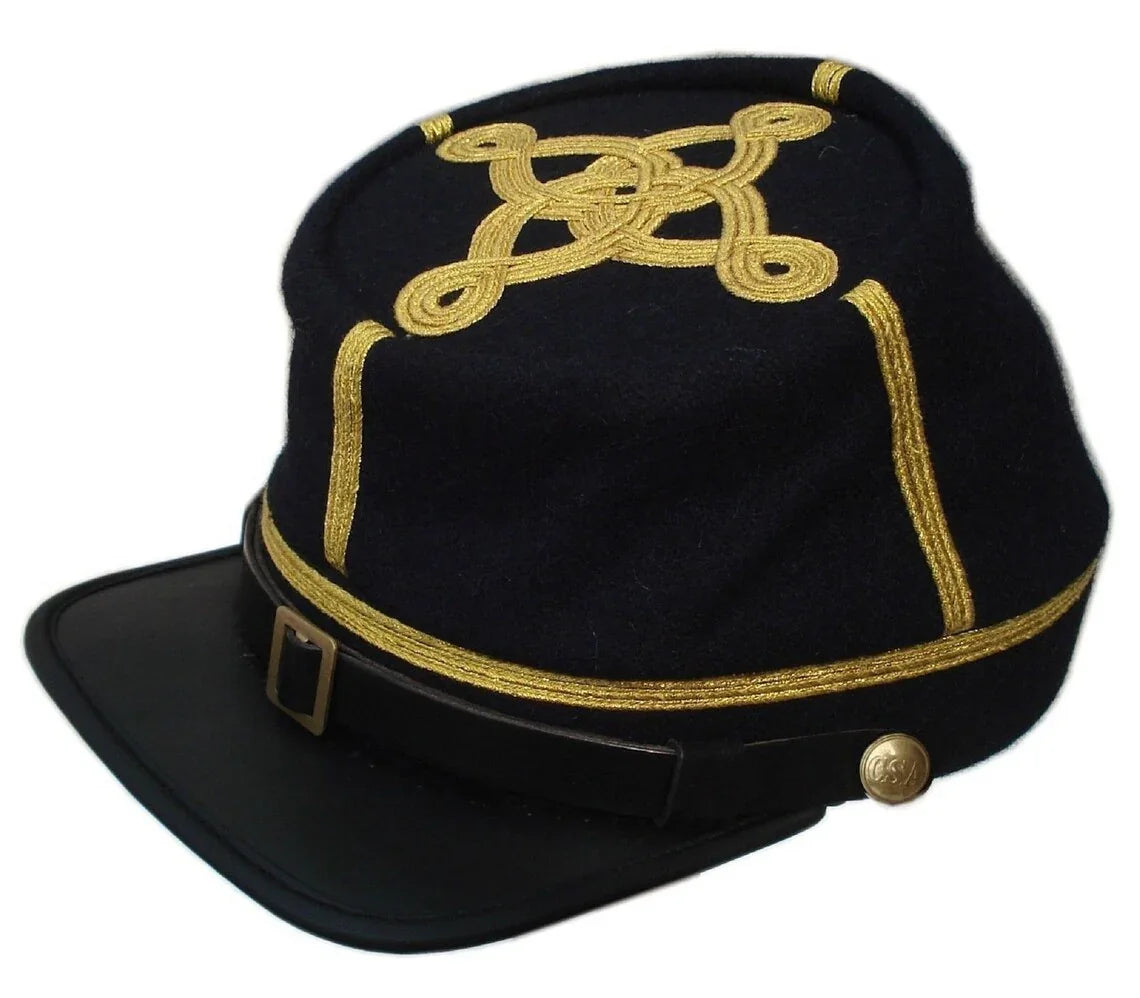 Civil War Union Leather Peak Colonel/Majors 3 braids Leather Peak Navy ...