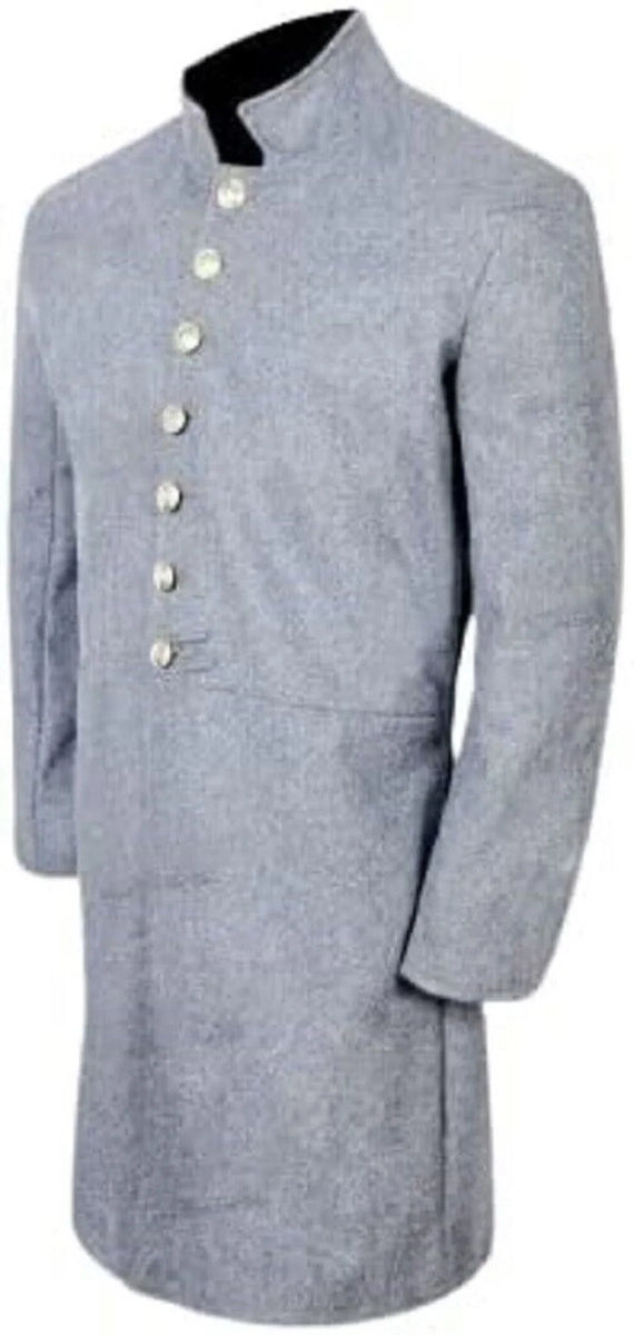 Civil War CS Junior Officer's Single Breast Grey Wool Frock Coat Civil ...
