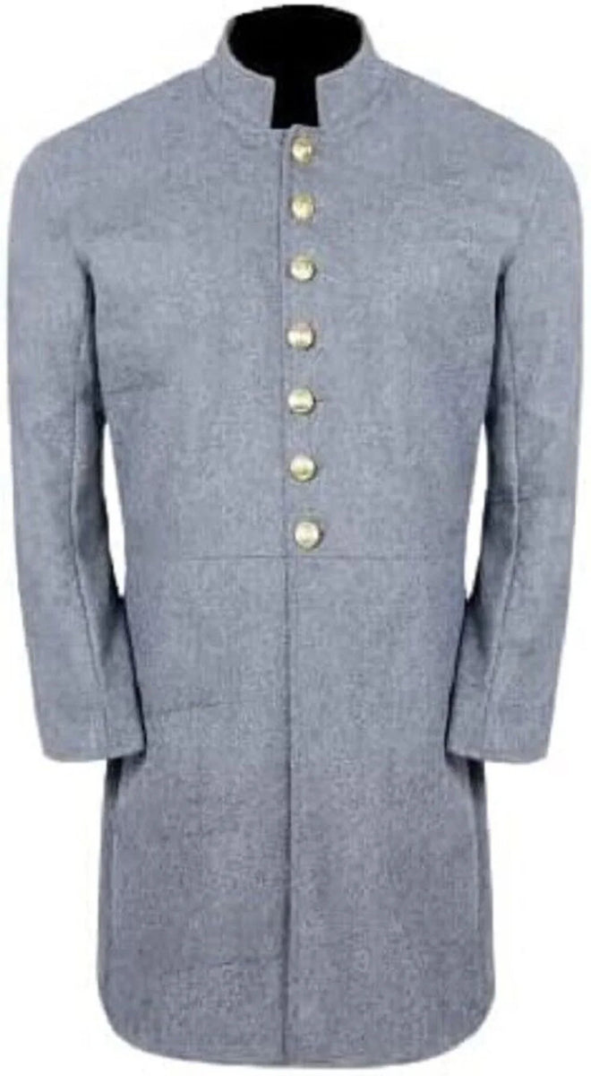 Civil War CS Junior Officer's Single Breast Grey Wool Frock Coat Civil ...