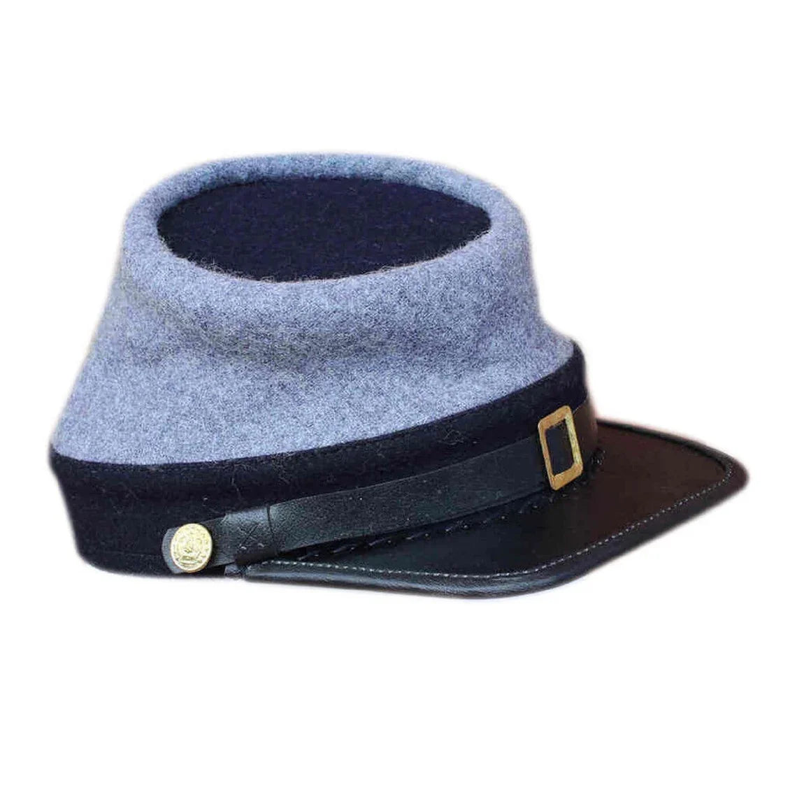 Civil War Confederate Marine Officer Leather Peak Kepi,Navy blue top ...