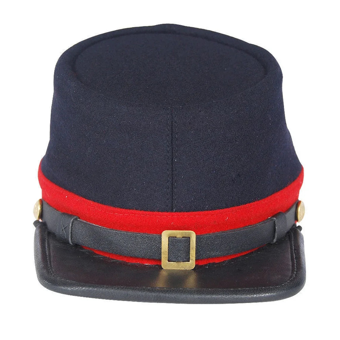 Civil War Union Artillery Leather Peak Plain Kepi, Navy Blue with Red ...